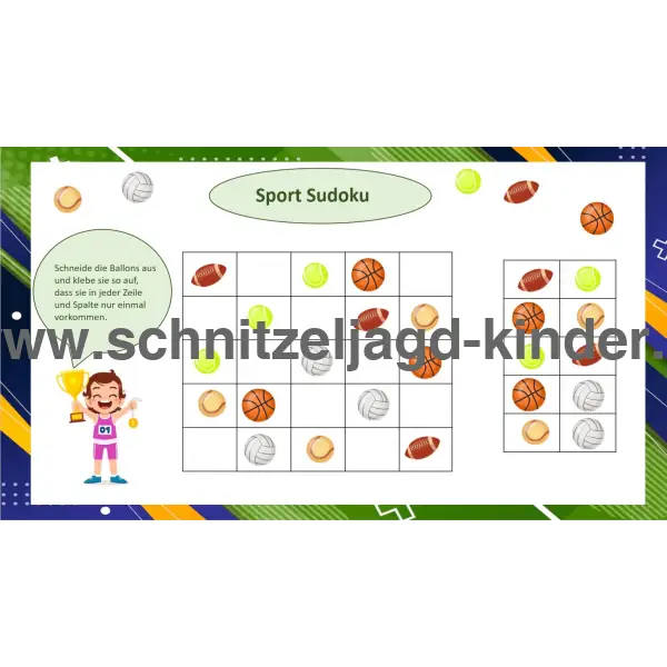 Sport-Sudoku - Ein Sudoku zum Thema Sport! – schnitzeljagd-kinder